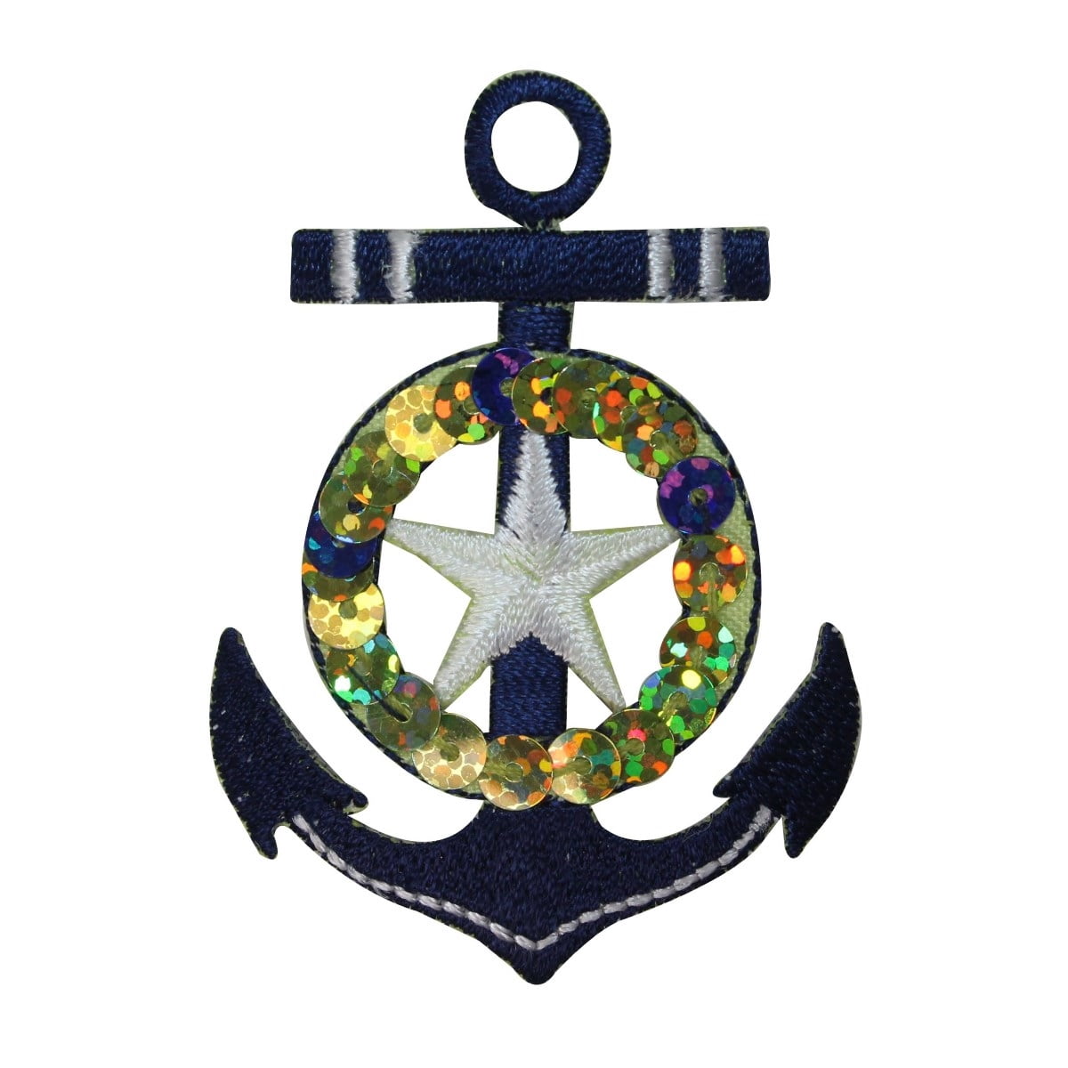 ID 2697 Sequin Ship Anchor Patch Nautical Sail Boat Embroidered Iron On ...