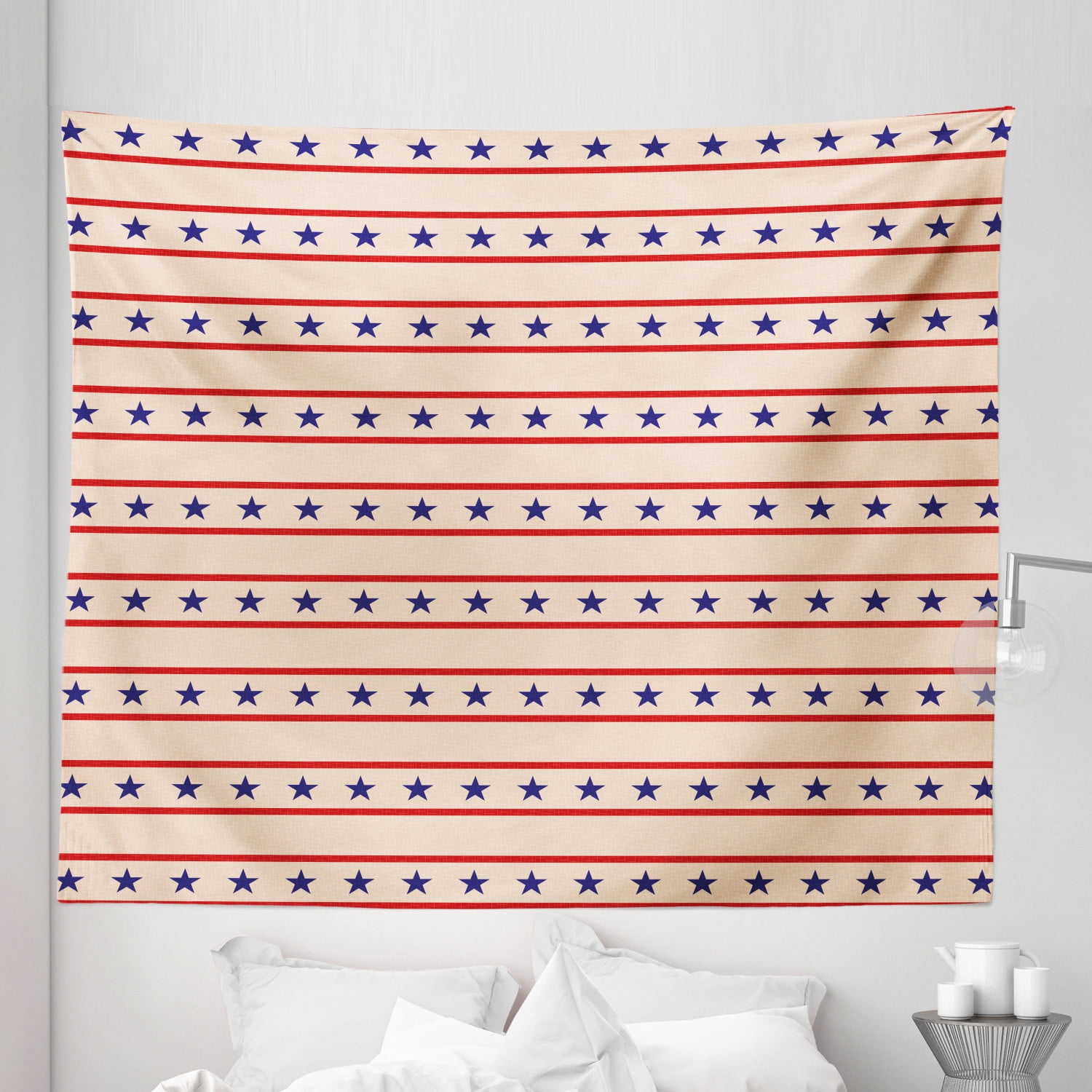 Prehistoric Country Tapestry, Horizontal Borders Patriotic Stars ...