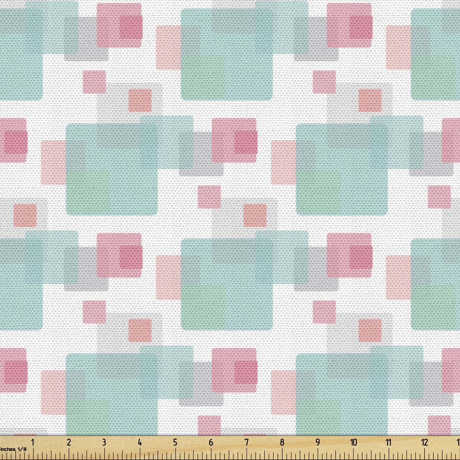Pink and Blue Fabric by the Yard, Modern Pattern in Form of Rectangles ...