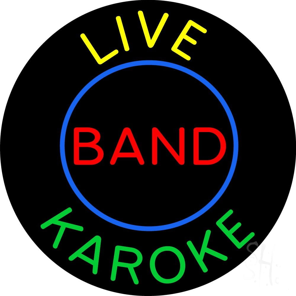 Live Band Karaoke LED Neon Sign 26" Tall x 26" Wide - inches Black ...