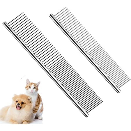 SHAR 2 Pack Dog Combs with Stainless Steel Teeth with Rounded Ends, Cat ...