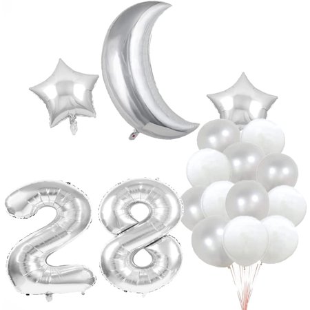 28th Birthday Balloon 28th Birthday Decorations Silver 28 Balloons ...