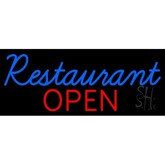 Open Hamburgers LED Neon Sign 13 x 32 - inches, Black Square Cut ...