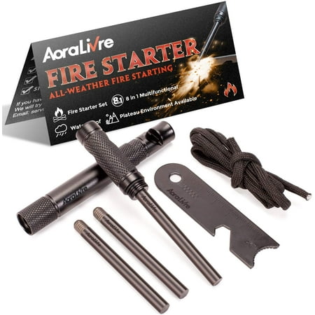 Aoralivre 8 in 1 Fire Starter Sticks, 1 Set + 2 Replacement Magnesium ...