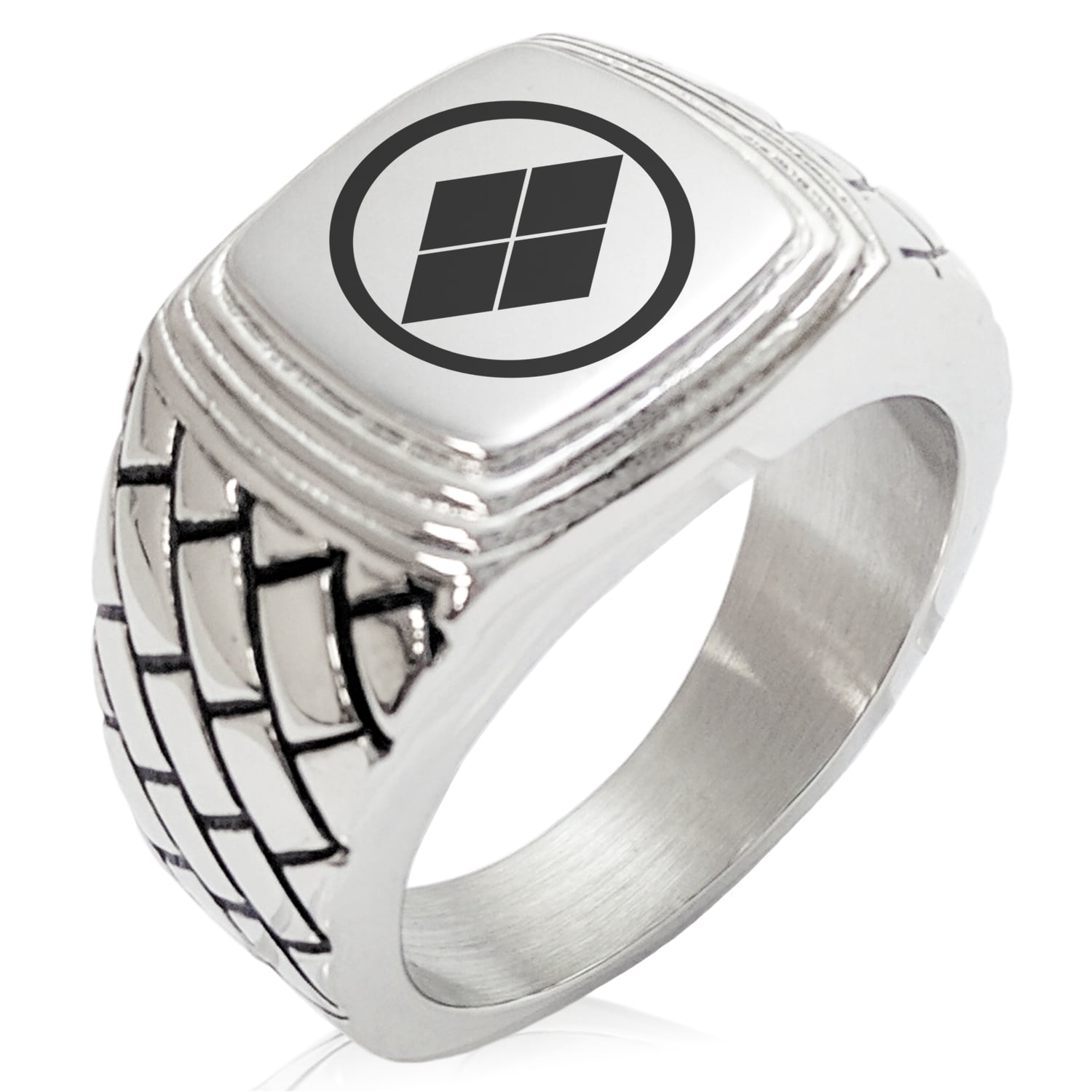 Stainless Steel Matsumae Samurai Crest Geometric Pattern Step-Down ...