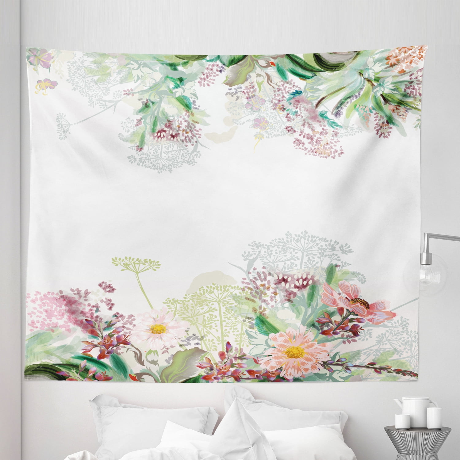 Floral Tapestry, Spring Arrangement Herbs Flowers Leaves Fresh Nature ...