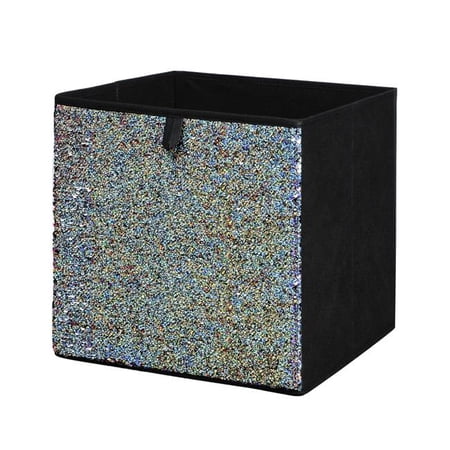 Organize it All 35373W-2 Sequin Square Storage Bin, Silver - 2 Piece ...
