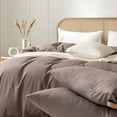 ZOVAN Queen Size Bedding Set, 100% Washed Cotton Duvet Cover, Super ...