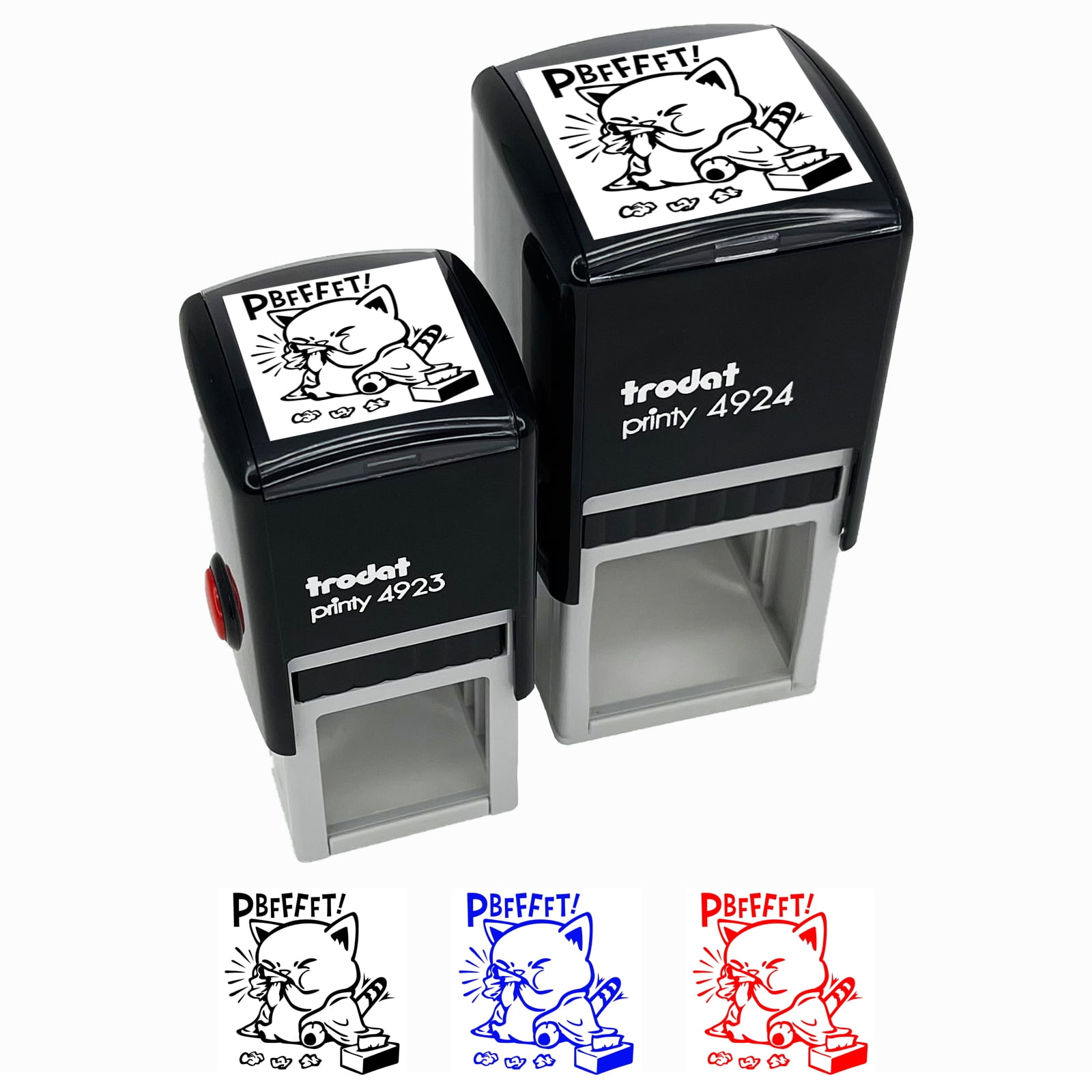 Cute Sick Cat Blowing Nose Self-Inking Rubber Stamp Ink Stamper - Black ...
