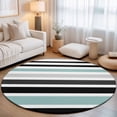 Abstract Stripe Area Rugs 3.3' (Round) Classic Green Black Lines Art ...