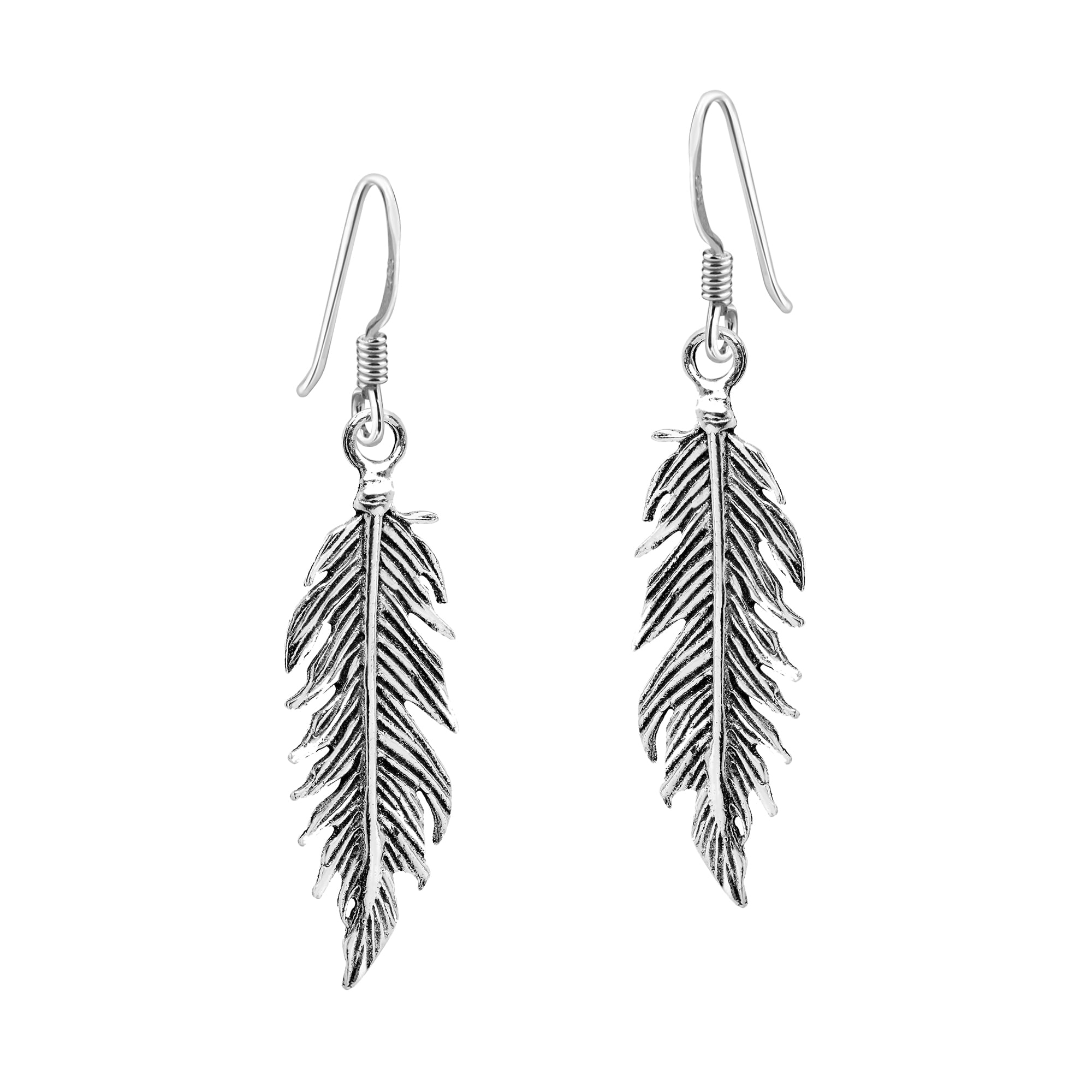 Flowing Elegance Sterling Silver Feather Dangle Earrings - Walmart.com