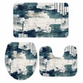 Blue Color Block Bathroom Rugs Set Abstract Art Vintage Gradient Navy ...
