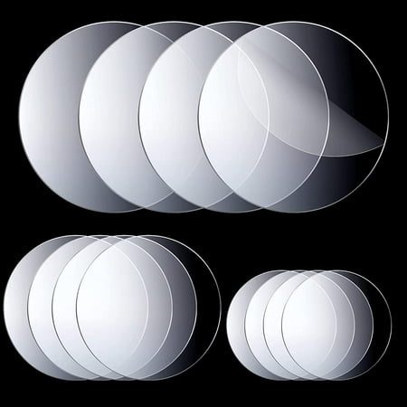 12 Pieces 2 Inch, 4 Inch and 6 Inch Clear Acrylic Sheet Circle Round ...