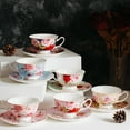 Tea Cup and Saucer Set of 6 (12 pieces), Floral Tea Cups, 8 Oz.Bone China Porcelain - Walmart.com