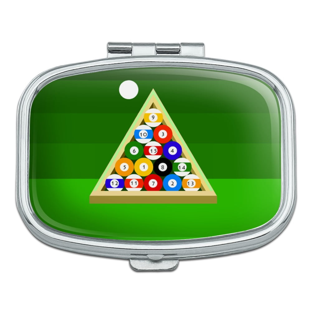 Billiard Balls and Triangle Pool Table Rectangle Pill Case Trinket Gift ...