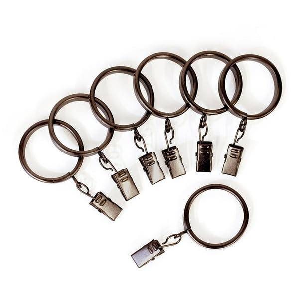 Drapery Clip Rings (Set of 7) Fits 1" Rod Plated Brushed Oil Rubbed ...