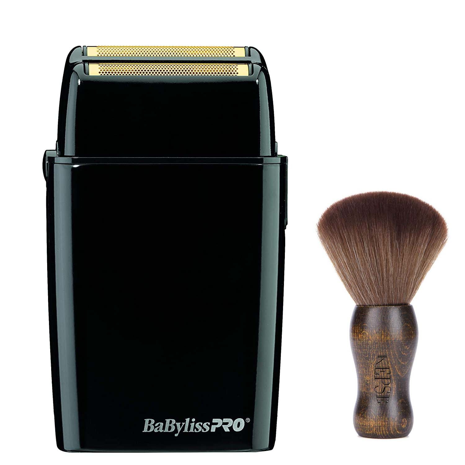 BaBylissPRO Cordless Metal Double Foil - Black Shaver (FOILFX02) with Bonus KEPSE Neck Duster ...
