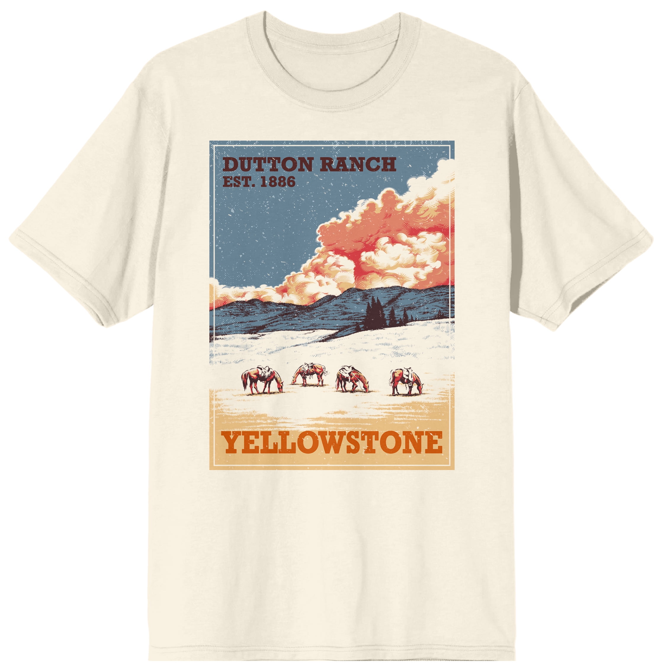 Yellowstone Vintage Style Destination Poster Mens Natural Graphic Tee ...