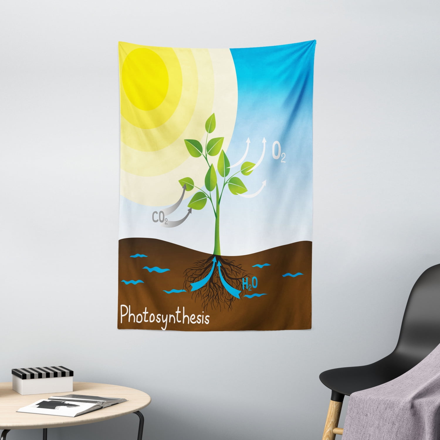 Educational Tapestry, Simple Photosynthesis Scheme Plant Sun Molecules ...