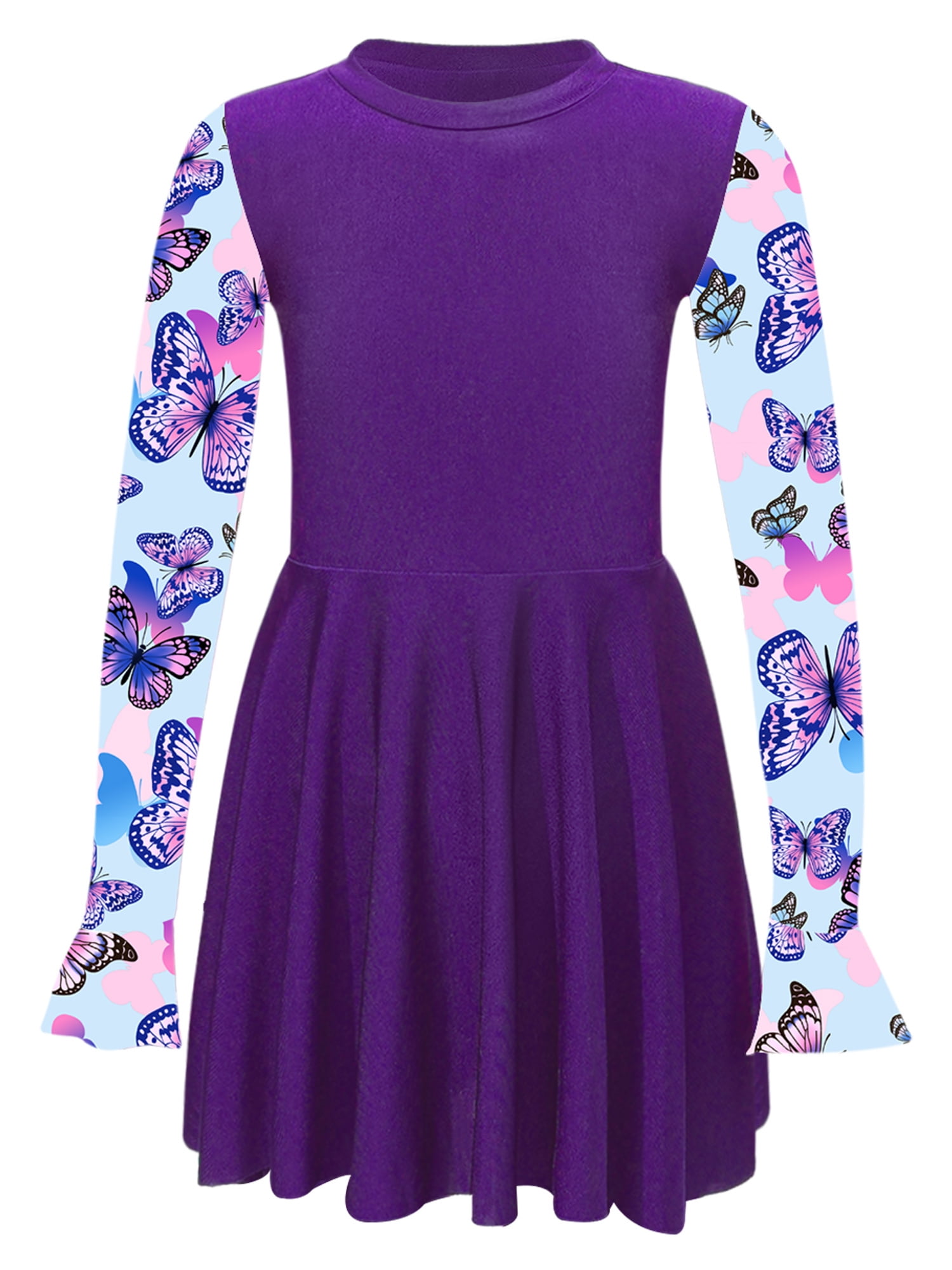 renvena Kids Girls Floral Long Sleeve Modest Swim Dress Beach Rashguard ...