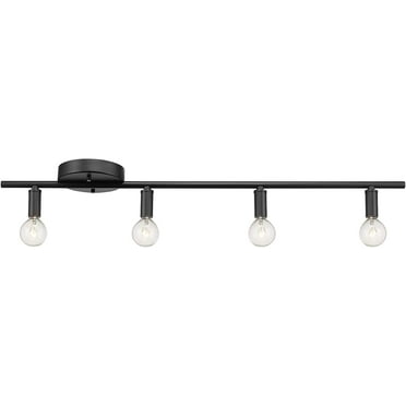 Globe Electric 3-Light Faux Wood Track Lighting, Matte Black Accents ...
