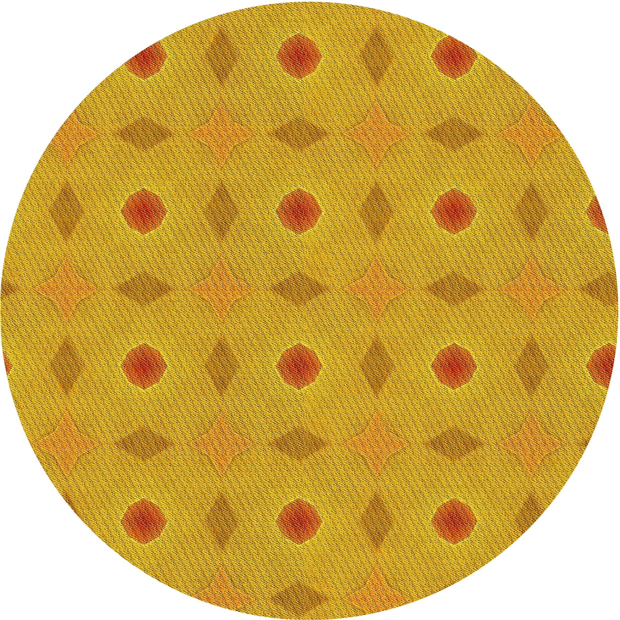 Ahgly Company Indoor Round Patterned Neon Orange Area Rugs, 6' Round ...