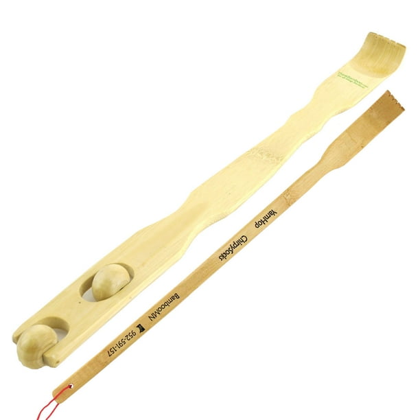 BambooMN 1 Piece 17" Backscratcher Smooth Ball Roller Massage Handle ...