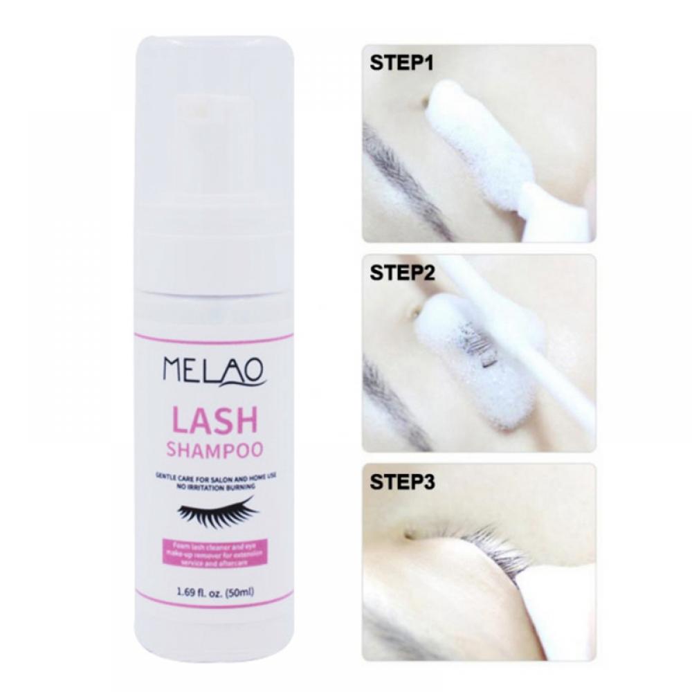 Eyelash Extension Shampoo 50ml with Brush Eyelid Foaming Cleansing ...