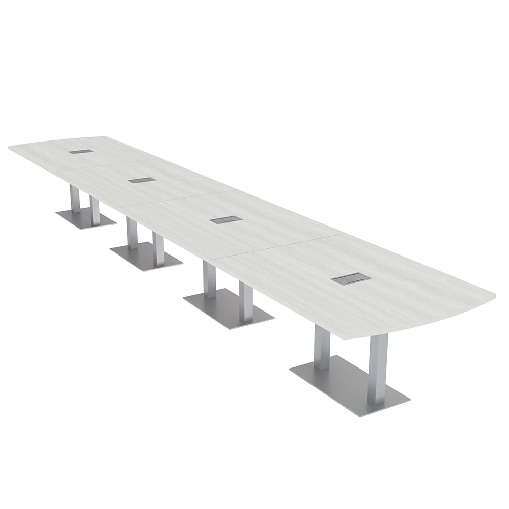 20 Person Arc Rectangle Powered Modular Conference Table Square Bases ...
