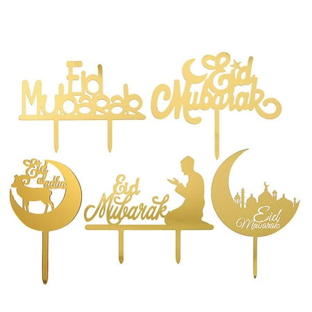 10pcs Islamic Eid Mubarak Cake Toppers Acrylic Celebrative Party Cake ...