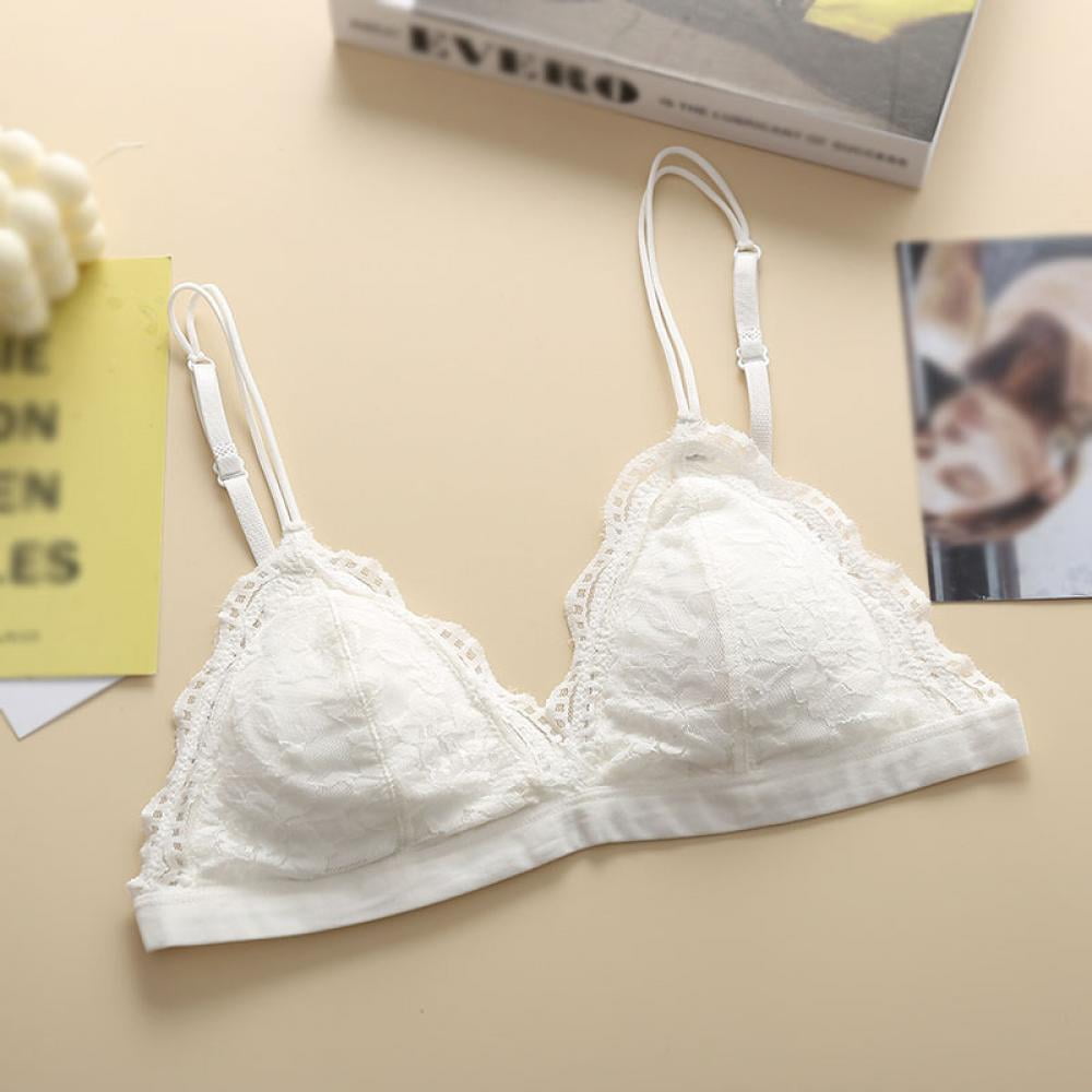 French Style Bralette Seamless Deep V Lace Bras Wireless Thin Underwear ...
