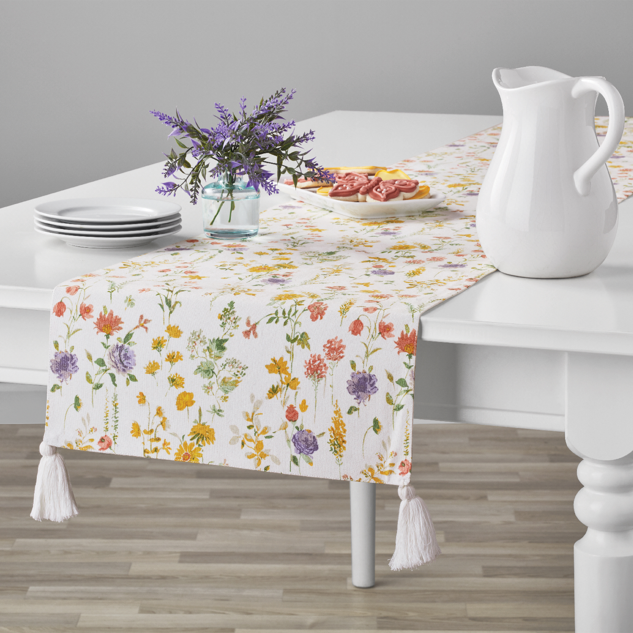 Wildflower Floral Cotton Table Runner - 14 x 72 - Walmart.com
