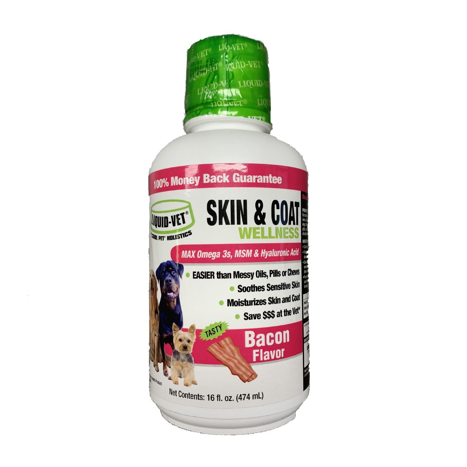 Liquid-Vet K9 Skin & Coat Wellness Bacon Flavor, 16 fl oz / 474 mL ...