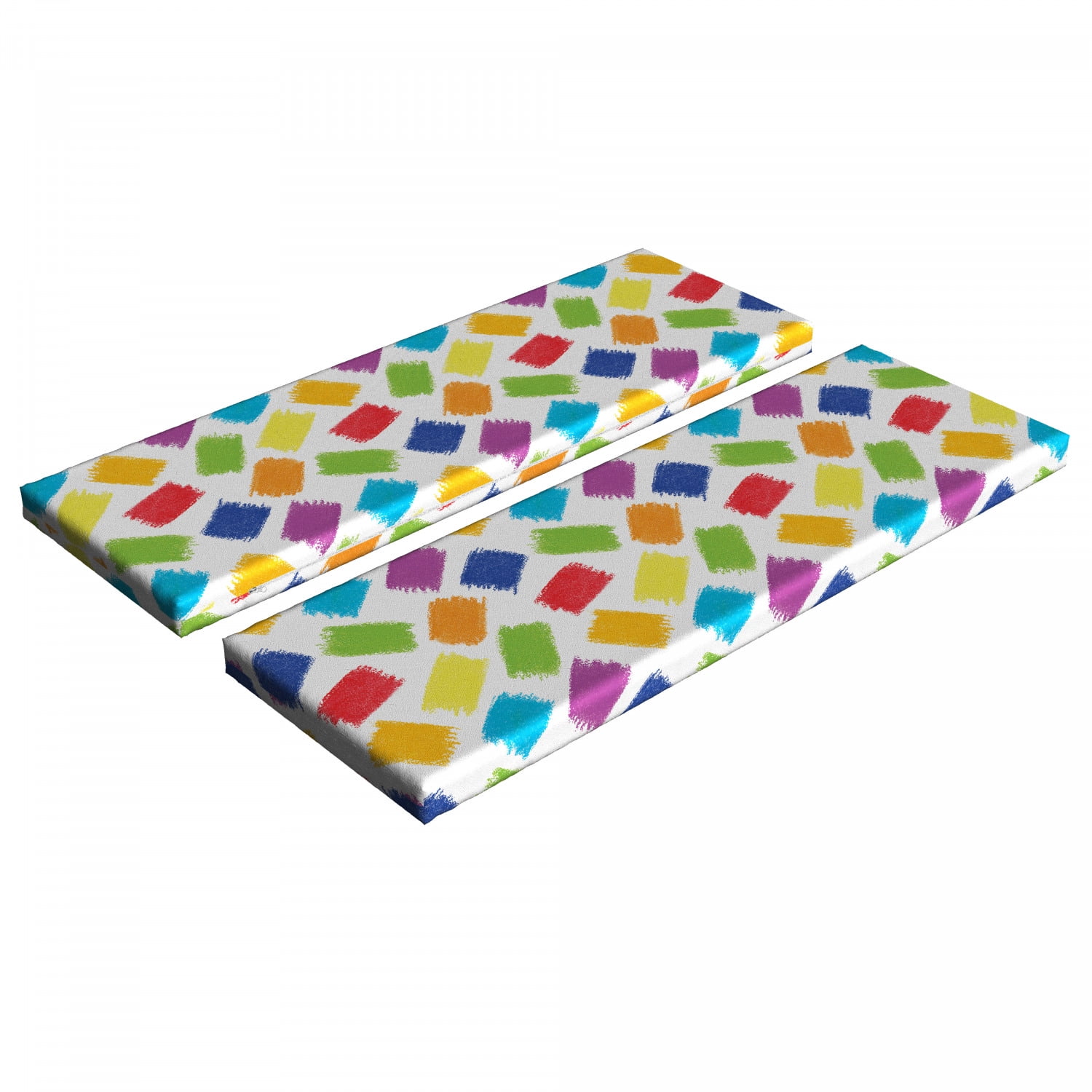 Abstract Bench Cushion Set of 2, Repeating Colorful Crayon Scribble ...