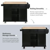 Churanty Modern Wooden Kitchen Island with Drop Leaf, Rolling Storage ...