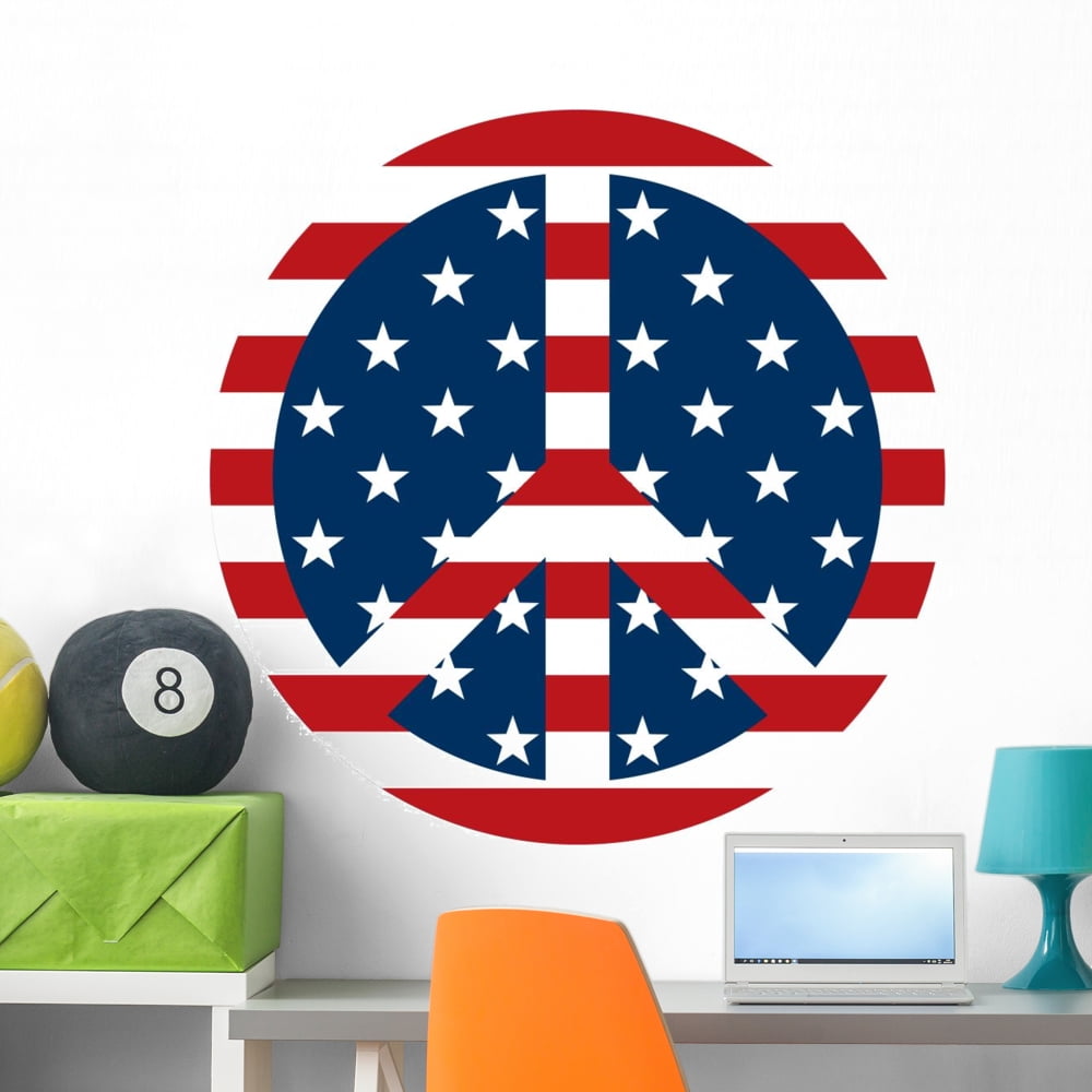 Usa Flag Peace Sign Wall Decal Wallmonkeys Peel and Stick Graphics (36 ...