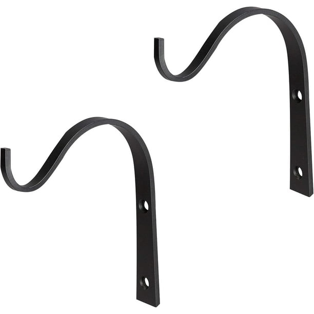 2 PCS Hanging Basket Bracket Black Metal Hanging Bracket Heavy Duty ...