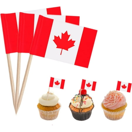 100Pcs Canada Toothpick Flag, Canadian Small Flag Decor Mini Cupcake ...