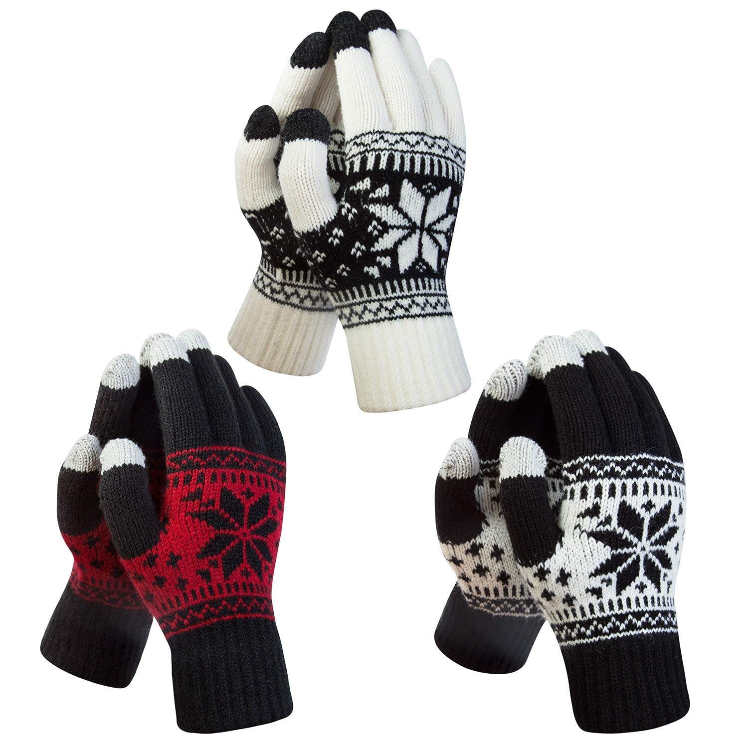 Click here for Zootealy 3 Pairs Touch Screen Gloves Snow Flower... prices