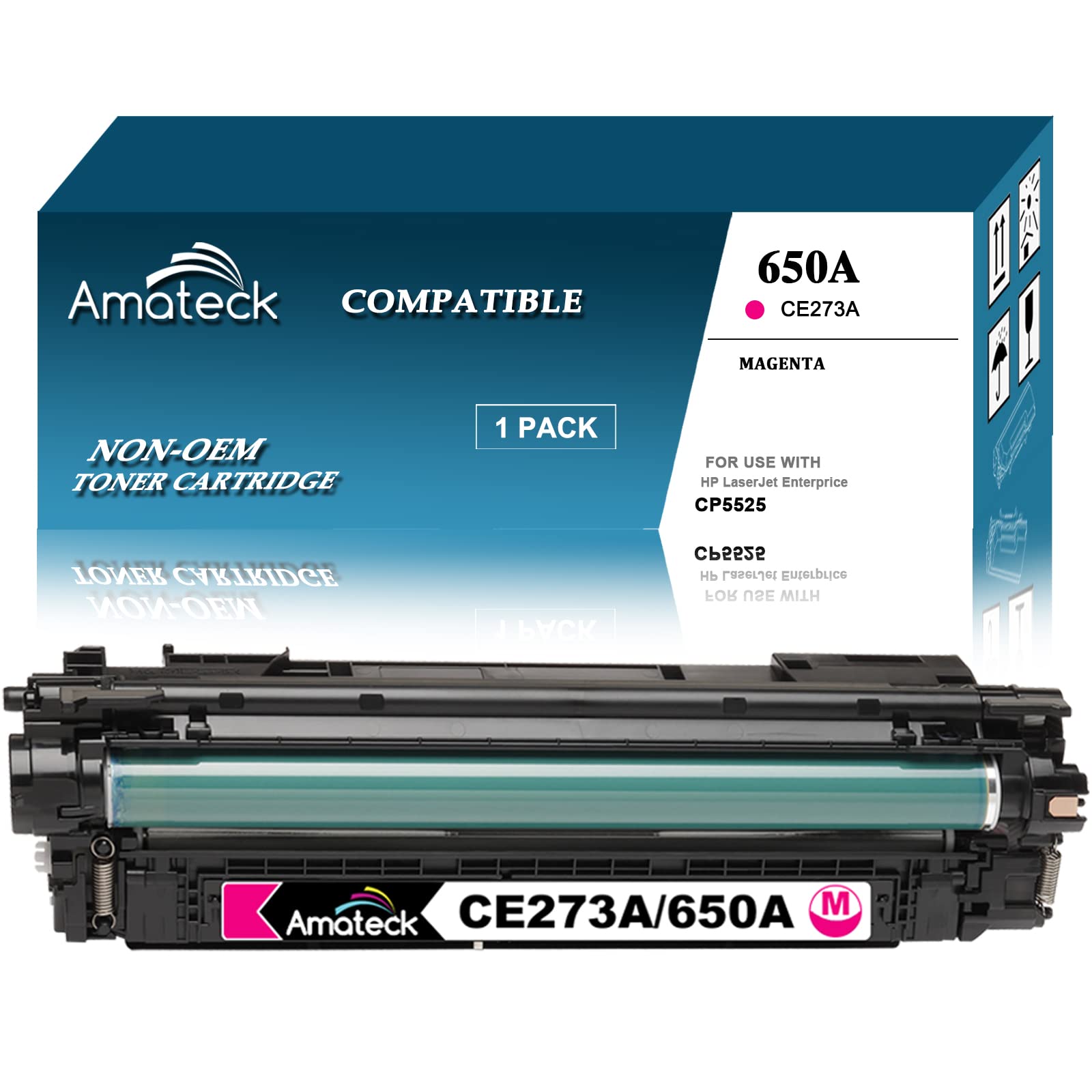 Amateck Compatible Toner Cartridge Replacement for HP CE273A 650A Magenta 1 Pack for Color ...