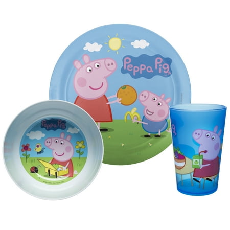 Zak Designs Peppa Pig Kids Dinnerware Set Includes Plate, Bowl, and ...