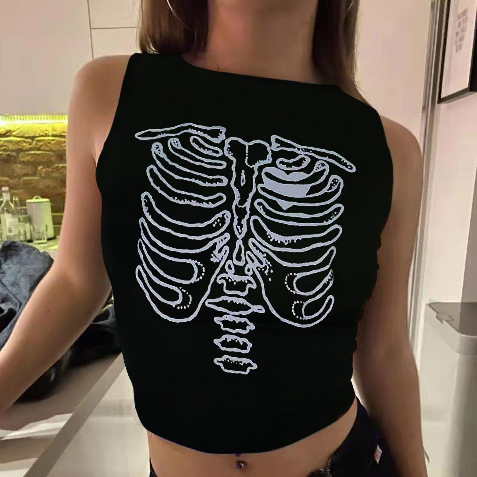Qiylii Women Face Portrait Print Crop Top Y2k E Girls 90s Sleeveless