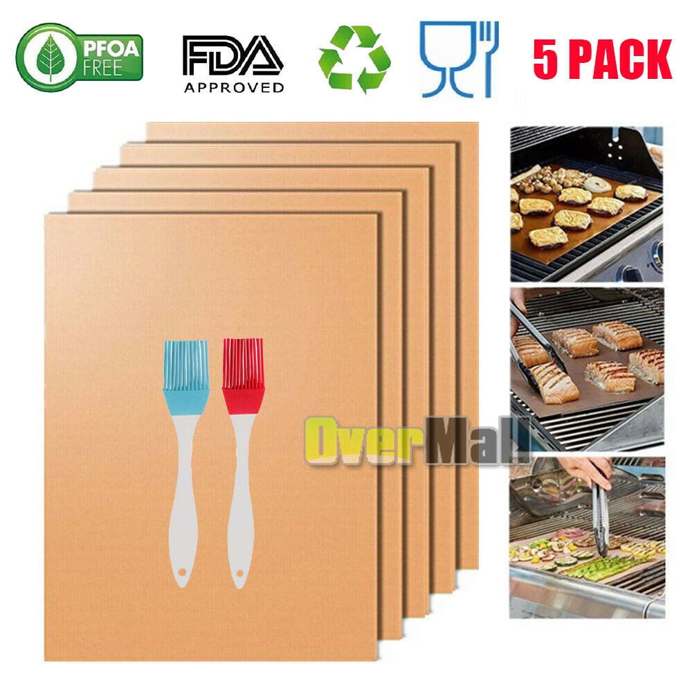 5 BBQ Grill Baking Mats Non Stick Mat Copper Gold Black Bake Cooking ...