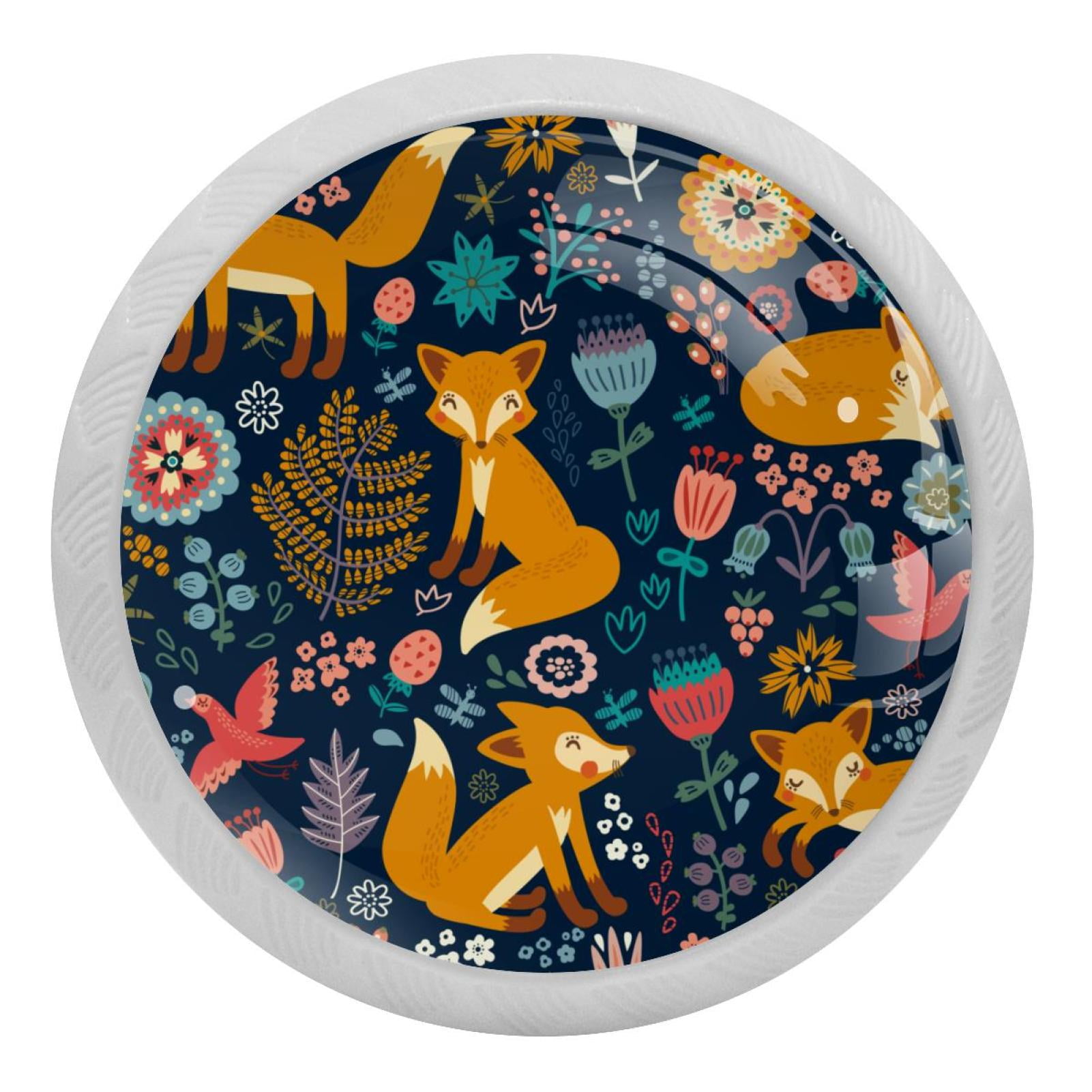 4PCS Round Fox Cabinet Fluorescence Knob Glowing in the Dark Furniture ...