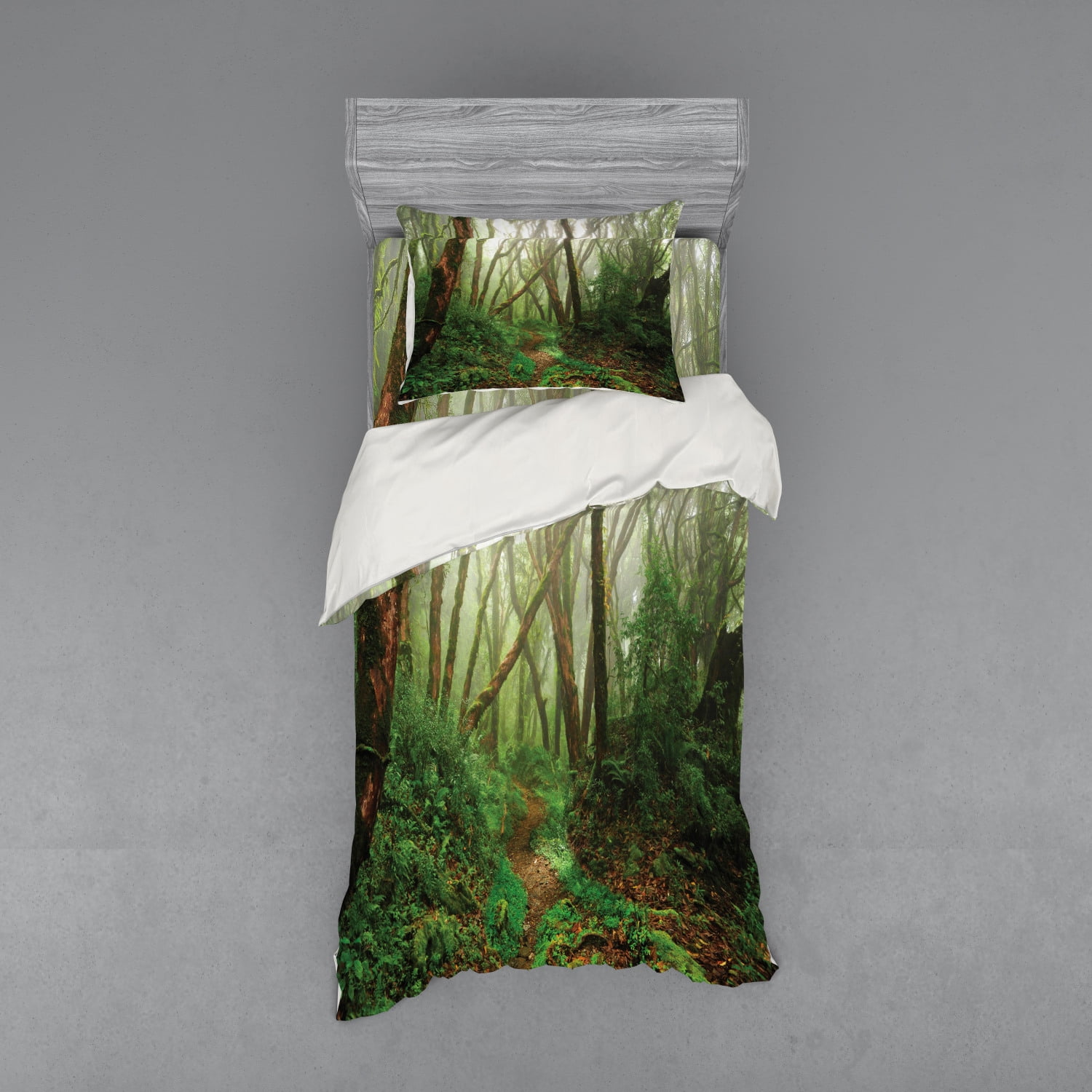 Ambesonne Tropical Bedding Set 3 Pcs, Exotic Jungle Forest, Twin, Green ...