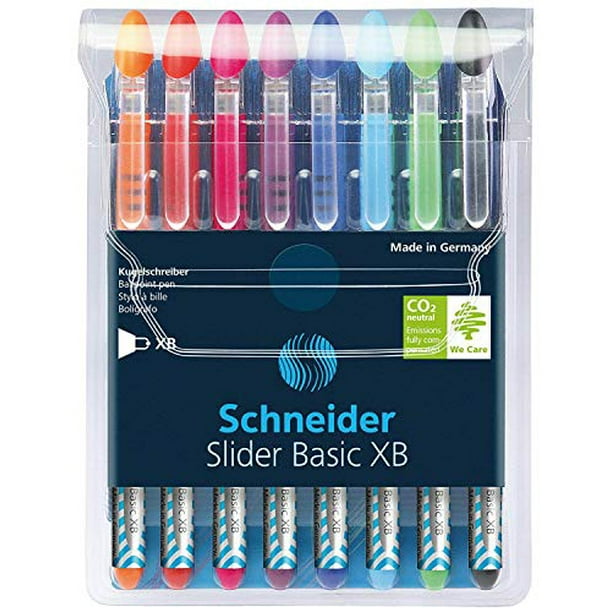 Schneider Slider Basic XB Ballpoint Pen, Set of 8, Assorted Colors ...