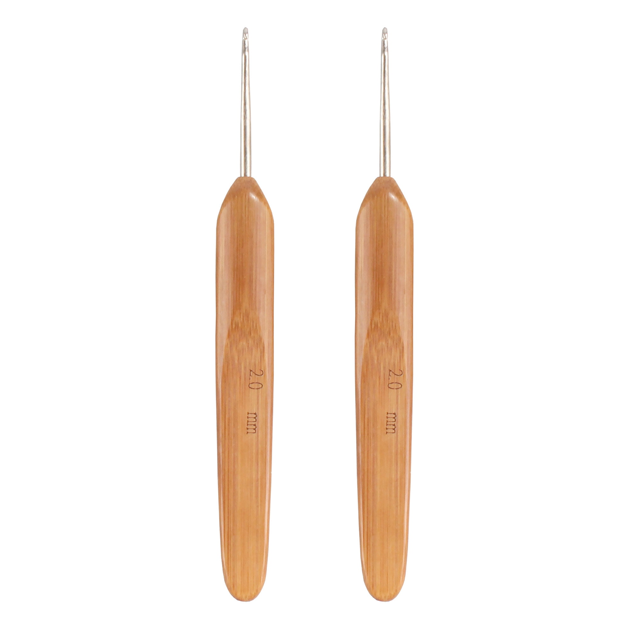 JubileeYarn Metal Crochet Hooks w/ Bamboo Handle | 2 Piece Set: Size ...