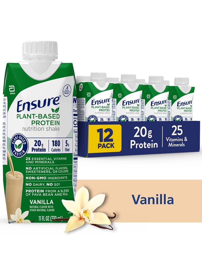 Ensure Plant-based Protein Nutrition Shake Vanilla, 11 oz each - 12 ct ...