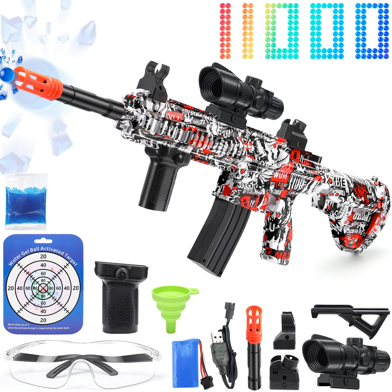 Buy Electric Gel Splatter Ball Blaster, with 11000 Water Beads Eco ...