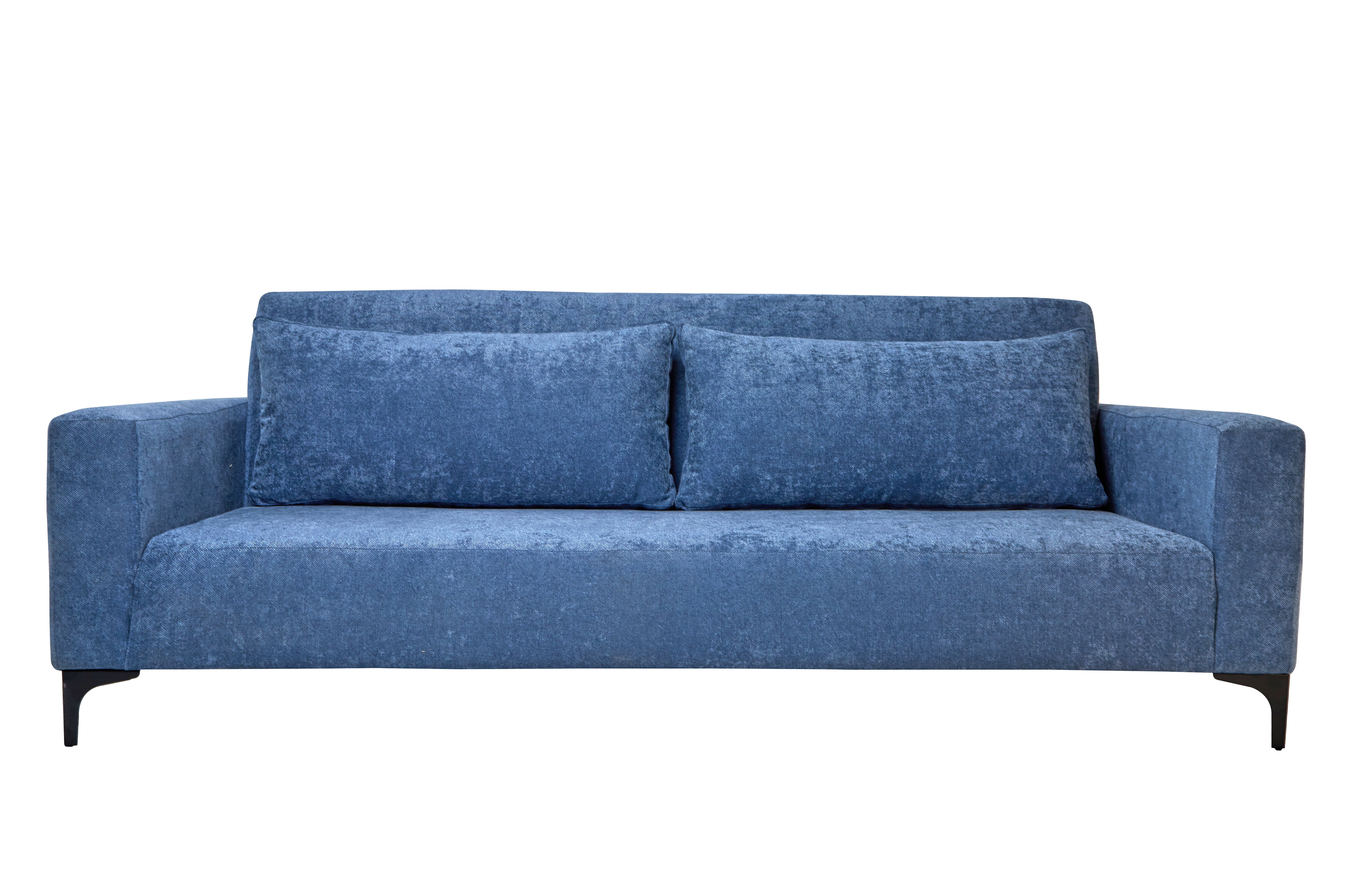 Sofá Cama Tapizado en Tela Azul. Estructura de Madera Sólida y Patas de ...